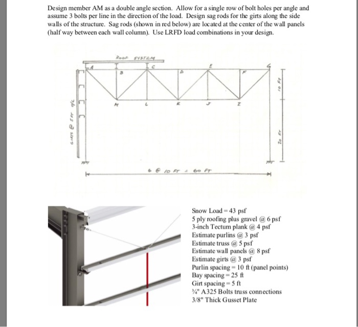 Design member AM as a double angle section. Allow for | Chegg.com