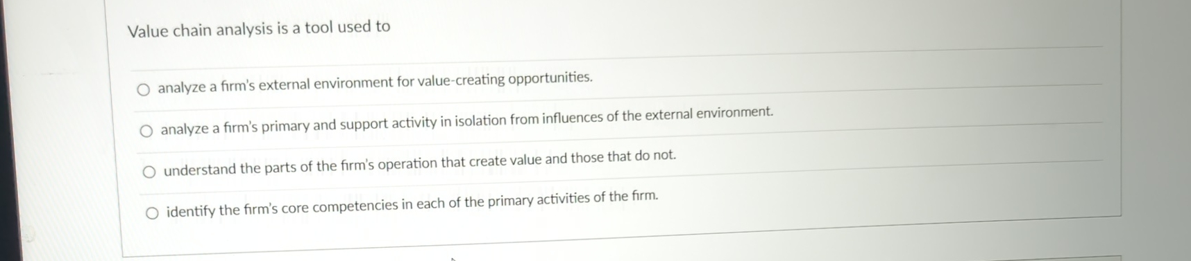 Solved Value chain analysis is a tool used toanalyze a | Chegg.com