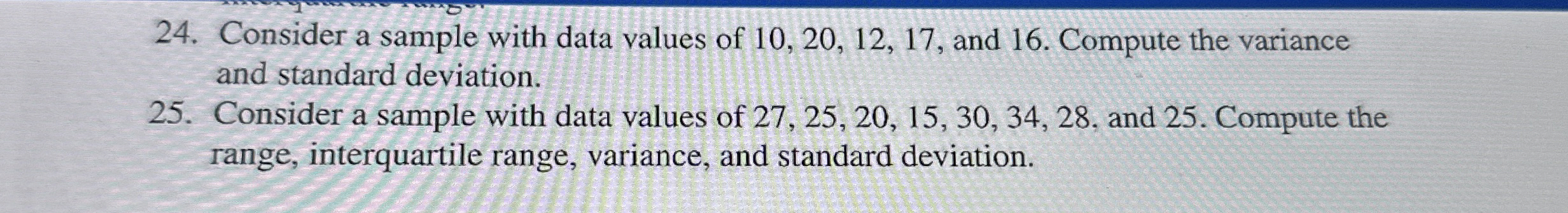 Solved Consider a sample with data values of 10,20,12,17, | Chegg.com