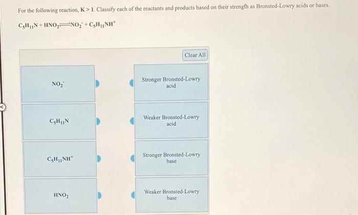 Solved For the following reaction, K>1. Classify each of the | Chegg.com