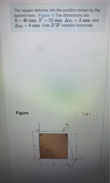 Solved The square deforms into the position shown by the | Chegg.com