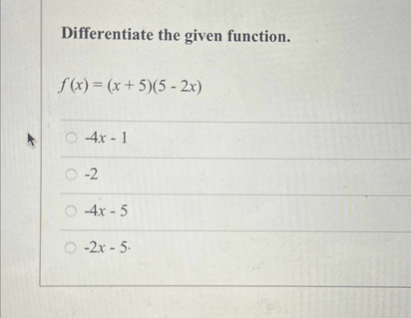 Solved Differentiate the given | Chegg.com