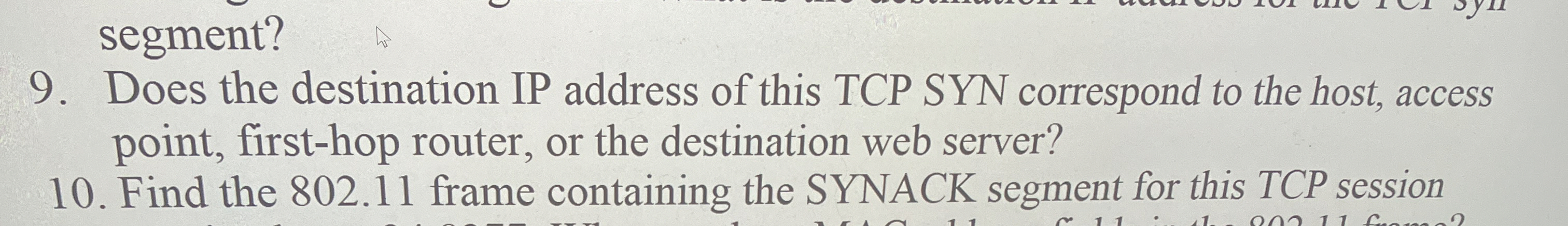 Solved 9. ﻿Does the destination IP address of this TCP SYN | Chegg.com