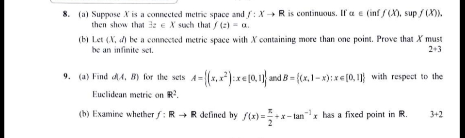 Solved (a) ﻿Suppose x ﻿is a connected metric space and f:x→R | Chegg.com