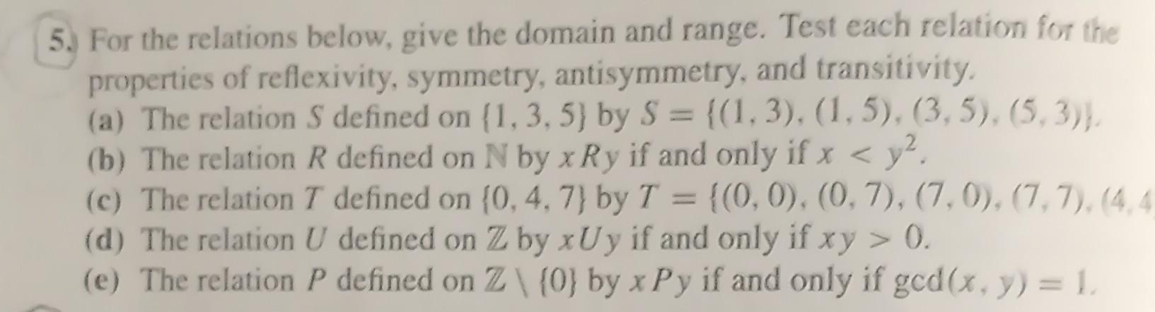 Solved For the relation below, give the domain and range. | Chegg.com