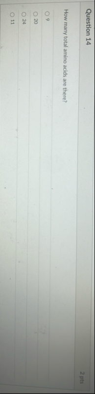 Solved Question 142 ﻿ptsHow many total amino acids are | Chegg.com