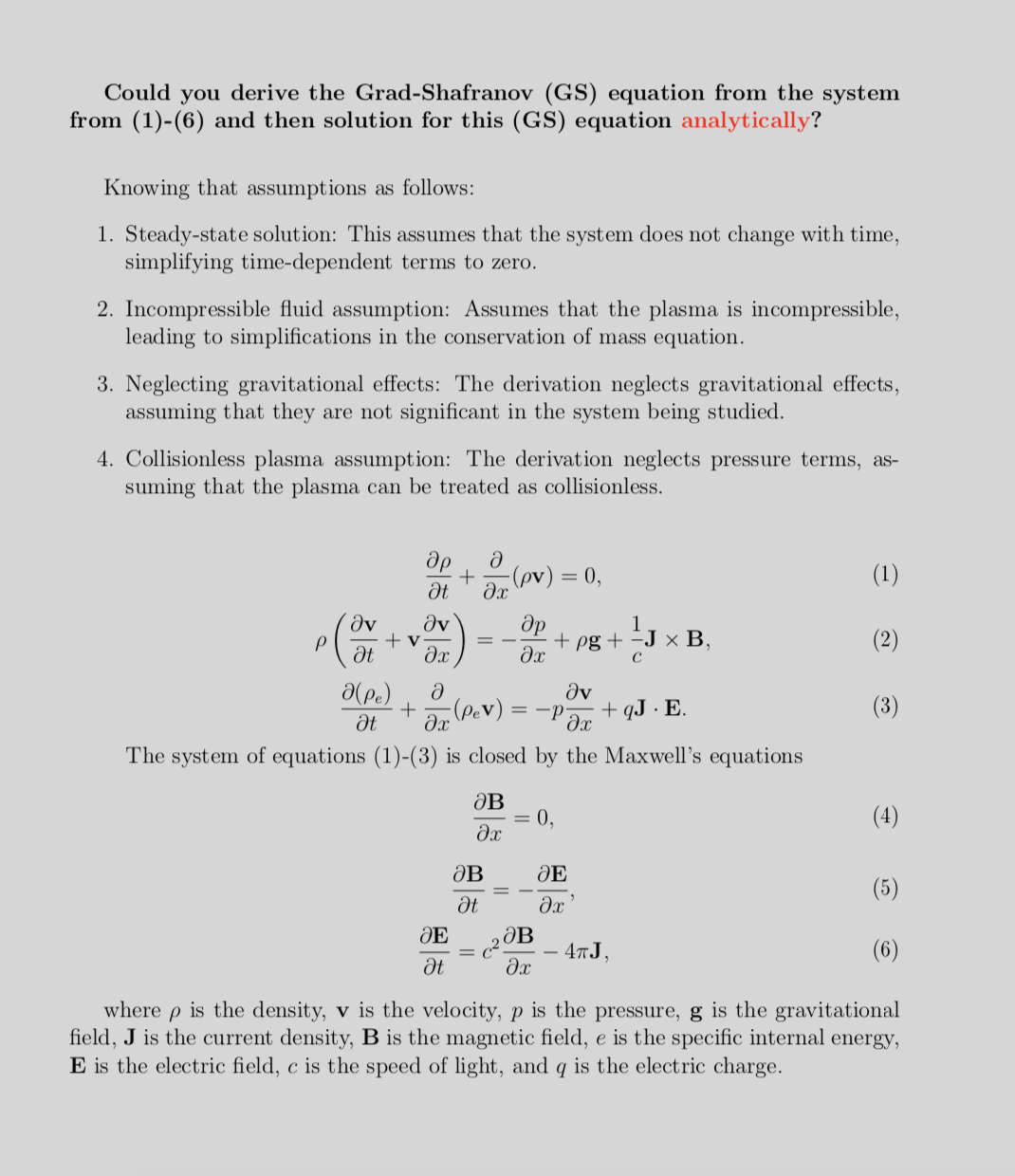 Solved Could you derive the Grad-Shafranov (GS) ﻿equation | Chegg.com