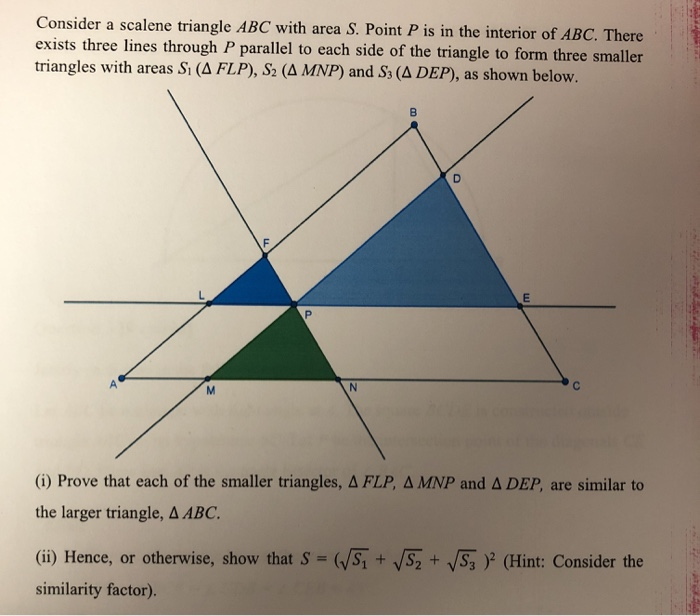 Solved Consider a scalene triangle ABC with area S. Point P | Chegg.com