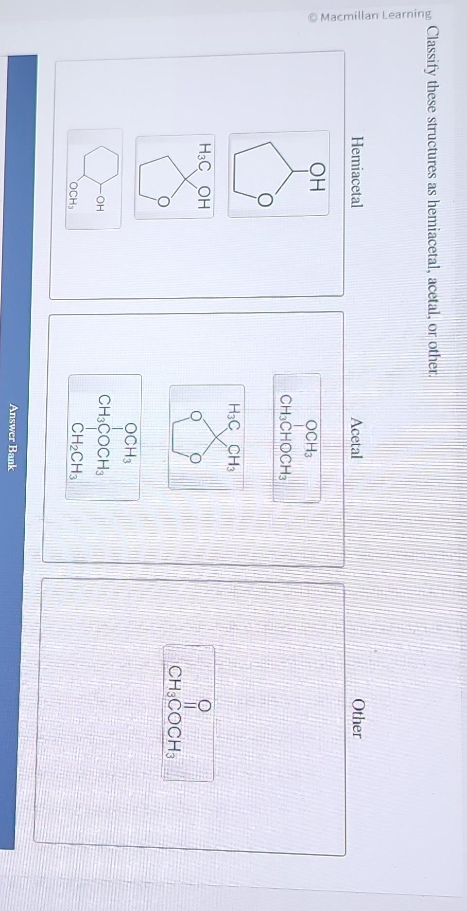 Solved Classify these structures as hemiacetal, acetal, or | Chegg.com