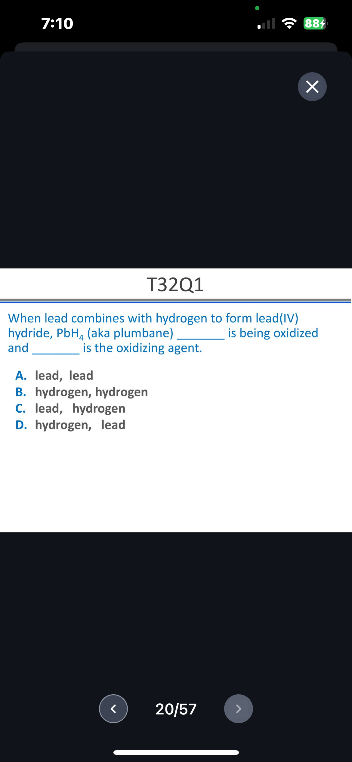 Solved 7:10884T32Q1When lead combines with hydrogen to form | Chegg.com
