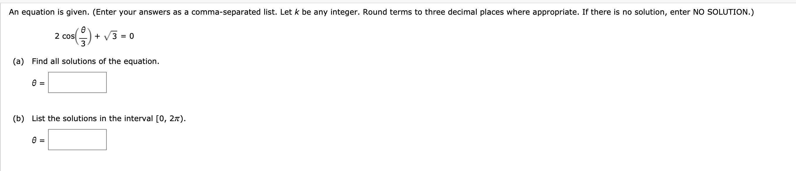 Solved An equation is given. (Enter your answers as a | Chegg.com