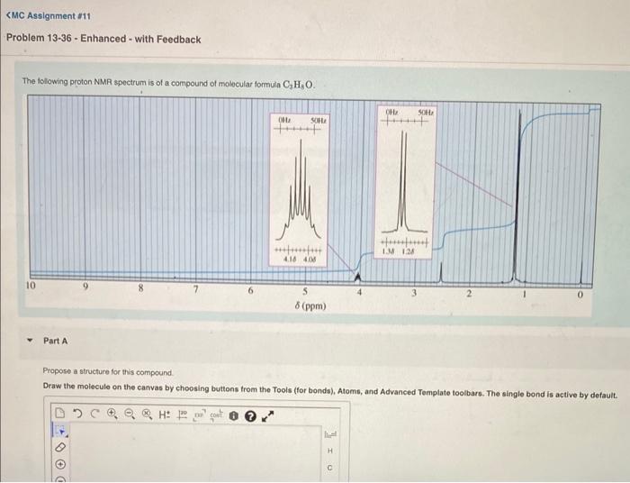 Solved The Following Proton Nmr Spectrum Is Of A Compound Of