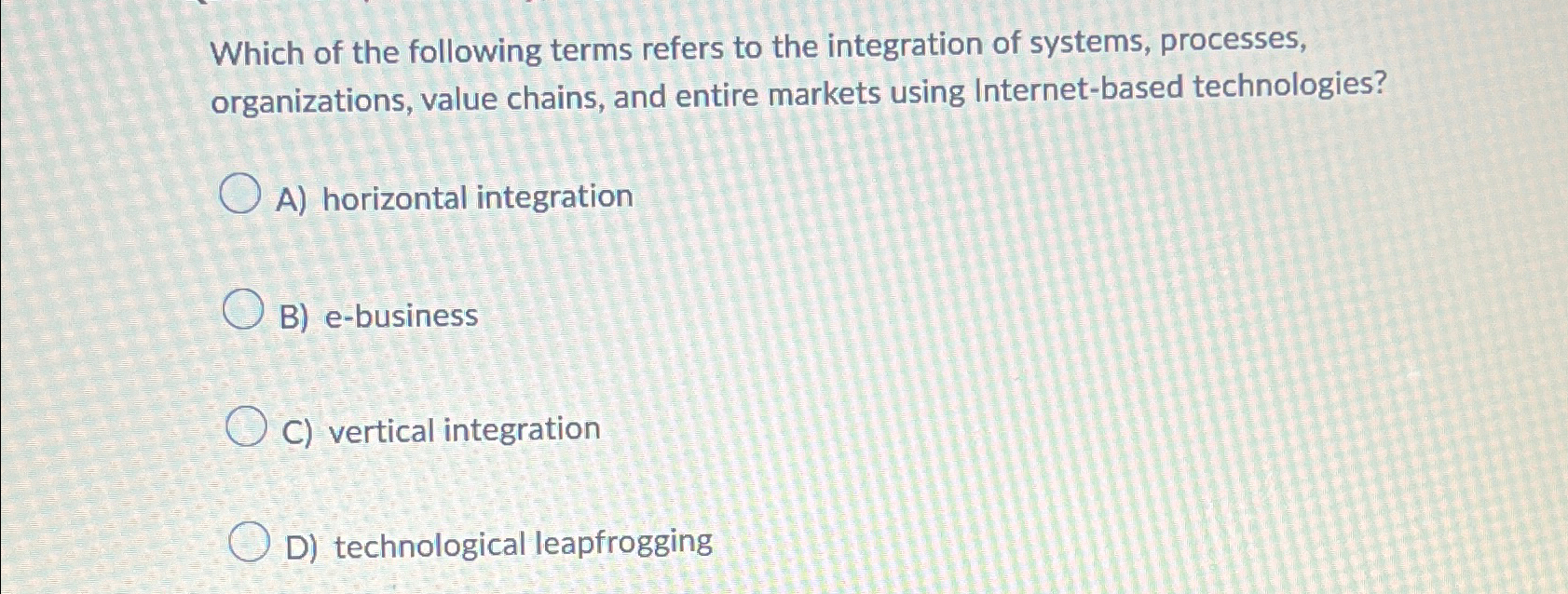 Solved Which of the following terms refers to the | Chegg.com