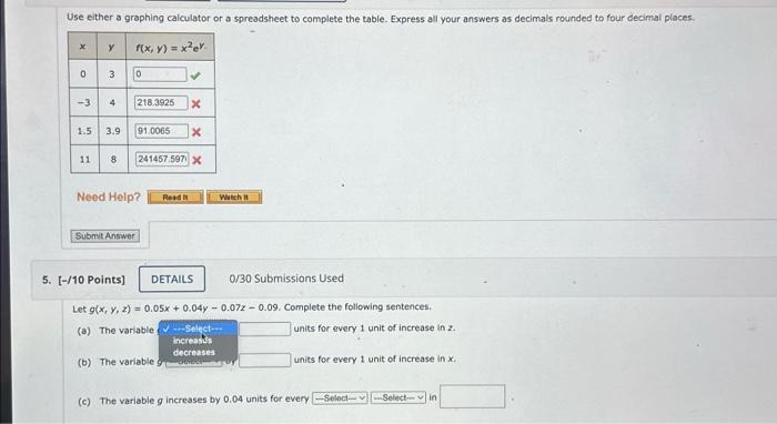 Solved [-/10 Points] 0/30 Submissions Used Let | Chegg.com