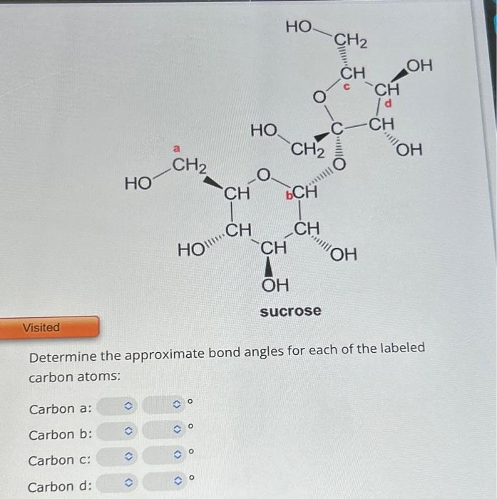 Solved Determine the approximate bond angles for each of the | Chegg.com
