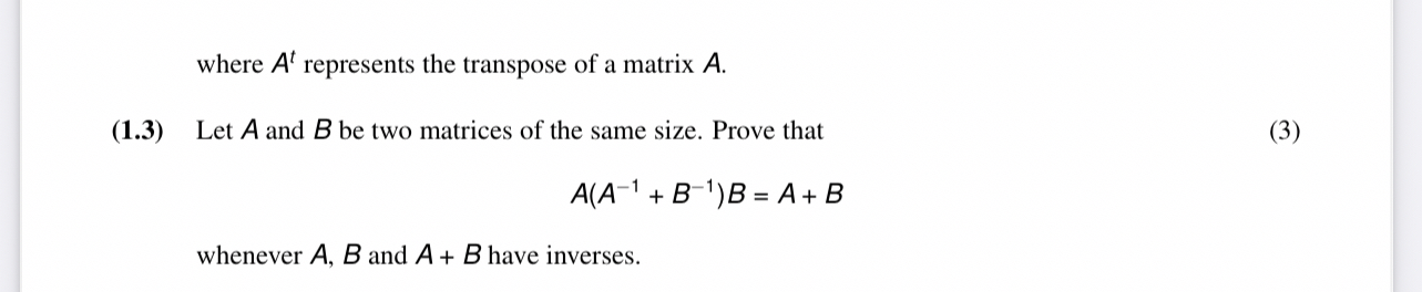 Solved where At ﻿represents the transpose of a matrix | Chegg.com