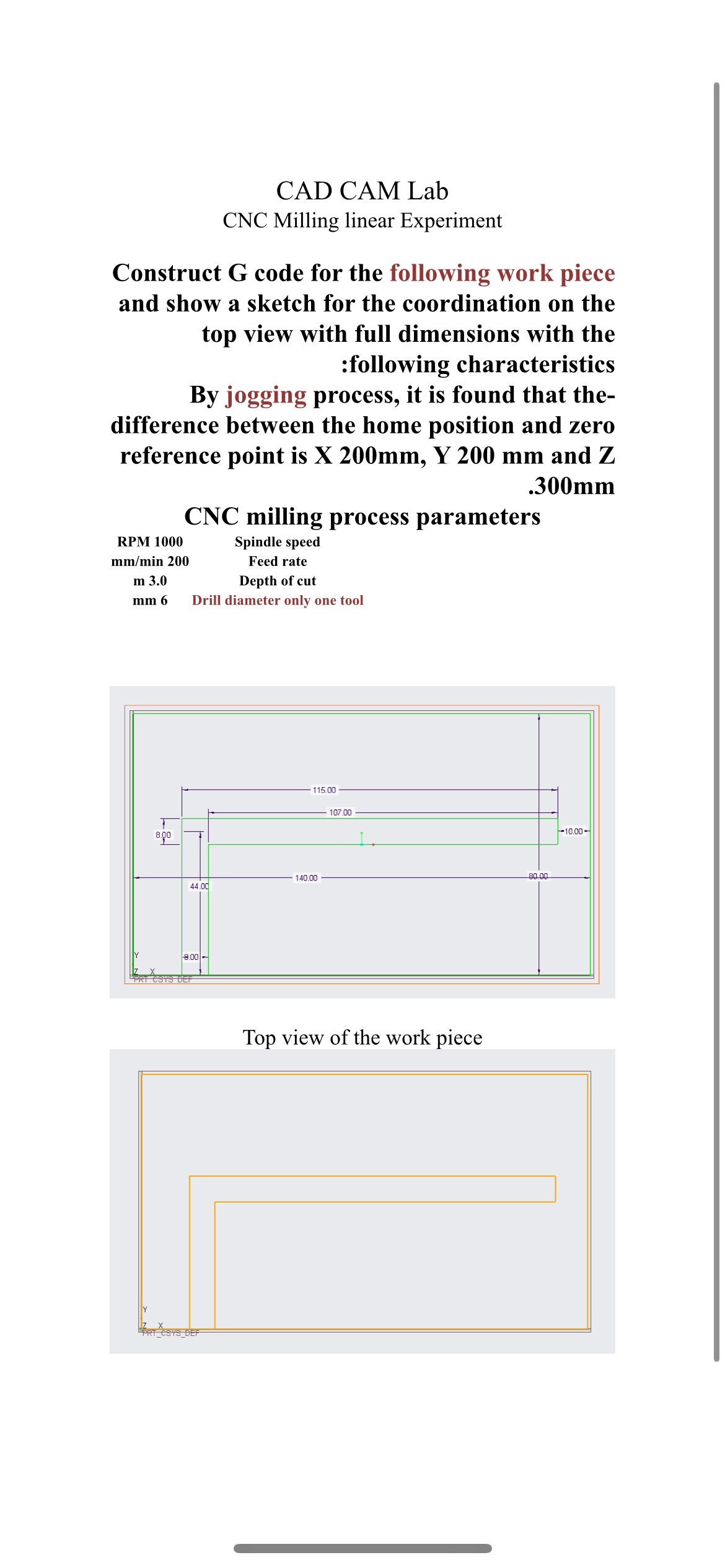 Solved CAD CAM LabCNC Milling linear ExperimentConstruct G | Chegg.com