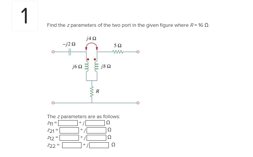 Solved 1Find the z ﻿parameters of the two port in the given | Chegg.com