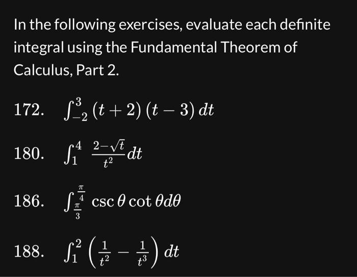 Solved In the following exercises, evaluate each definite | Chegg.com