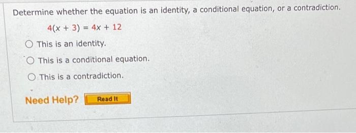 Solved Determine whether the equation is an identity, a | Chegg.com