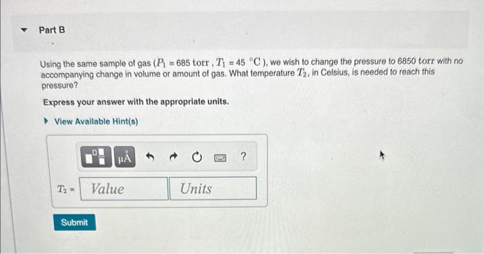 Solved A sample of a gas is in a sealed container. The | Chegg.com
