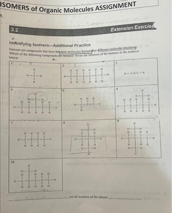 Solved Idéntifying Isomers-Additional Practice Isomers are | Chegg.com