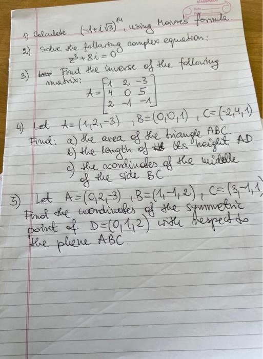 Solved 3) Find the inverse of the folloining | Chegg.com