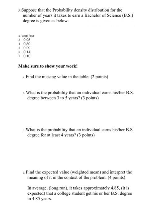 Solved 5. Suppose that the Probability density distribution | Chegg.com