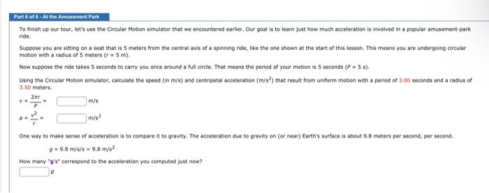 Solved To finish up our tour, let's use the Circular Motion | Chegg.com