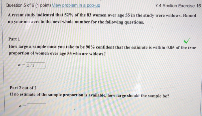 Solved Question 5 of 6 (1 point) View problem in a pop-up | Chegg.com