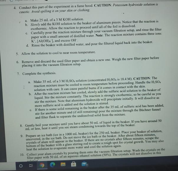 Solved Synthesis of Alum Introduction Alum is the general | Chegg.com