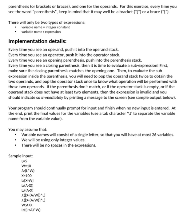 Solved parenthesis (or brackets or braces), and one for | Chegg.com