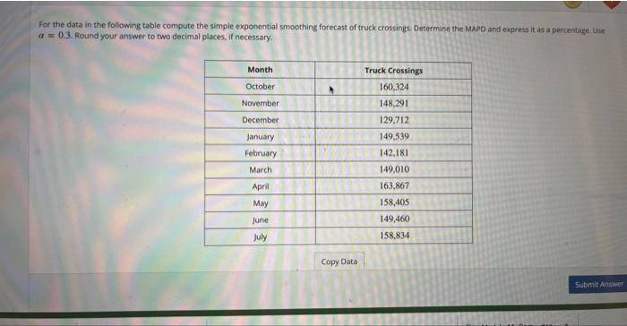 Solved For the data in the following table compute the | Chegg.com