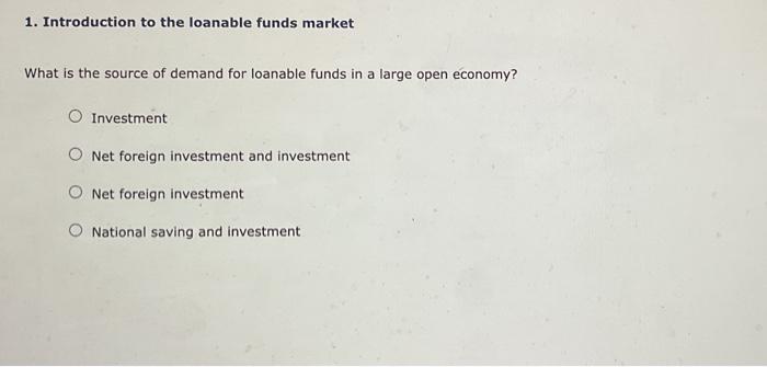 Solved 1. Introduction to the loanable funds market What is | Chegg.com