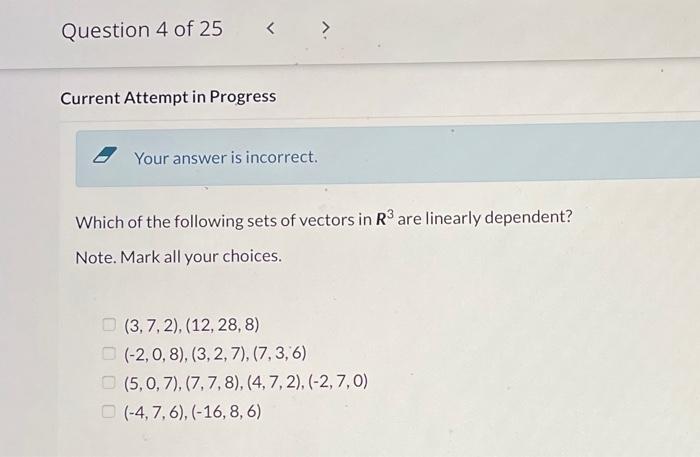 Solved Current Attempt in Progress Your answer is incorrect. | Chegg.com