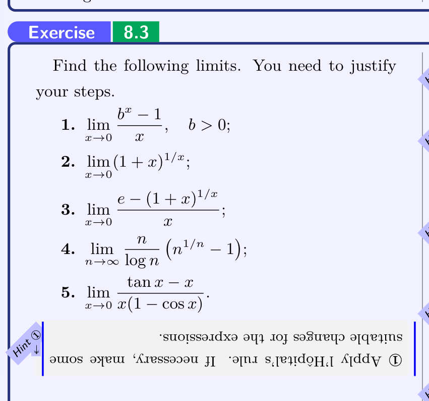 Solved \table[[Exercise,8.3]]Find the following limits. ﻿You | Chegg.com