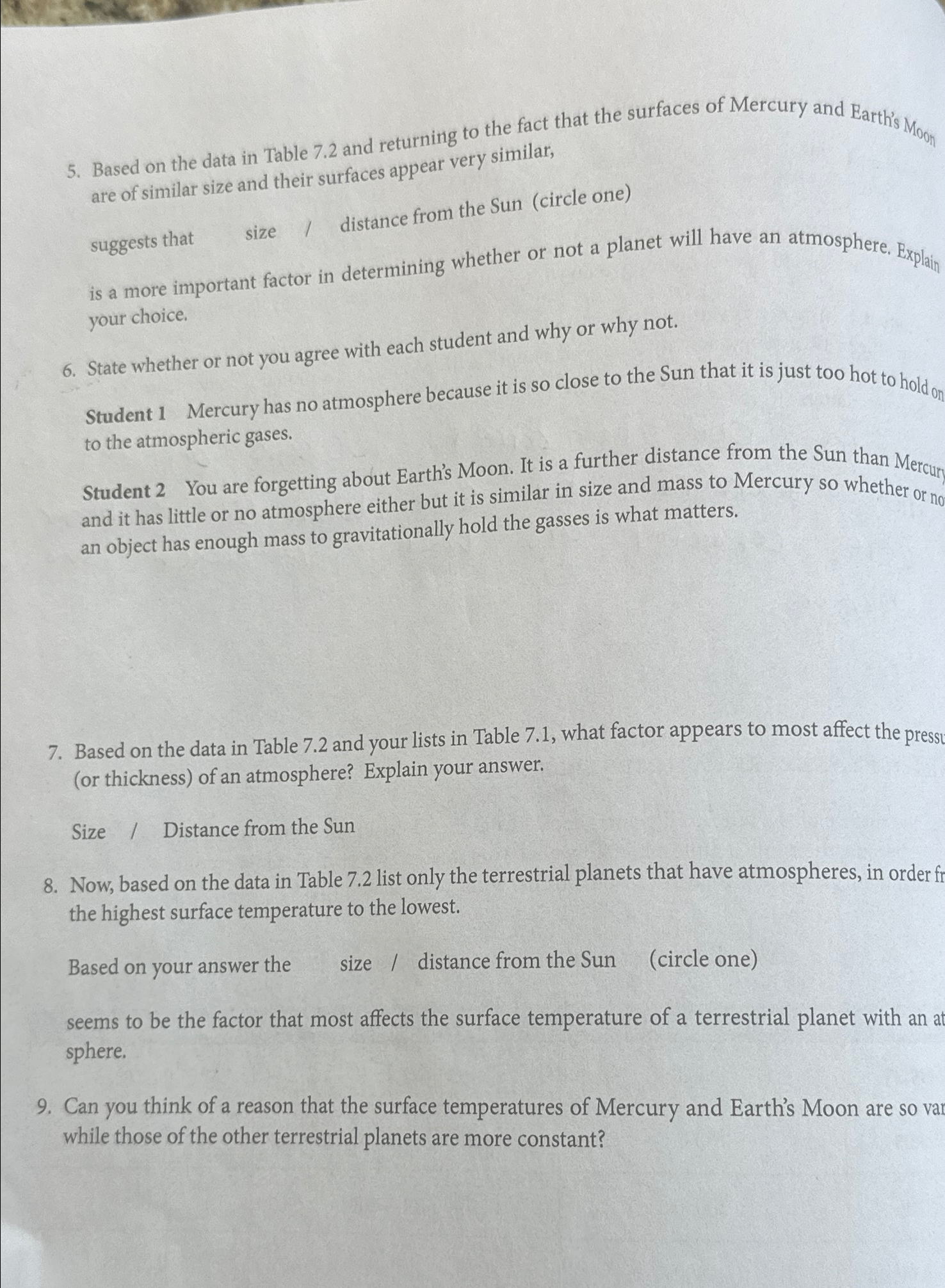 Solved Based on the data in Table 7.2 ﻿and returning to the | Chegg.com