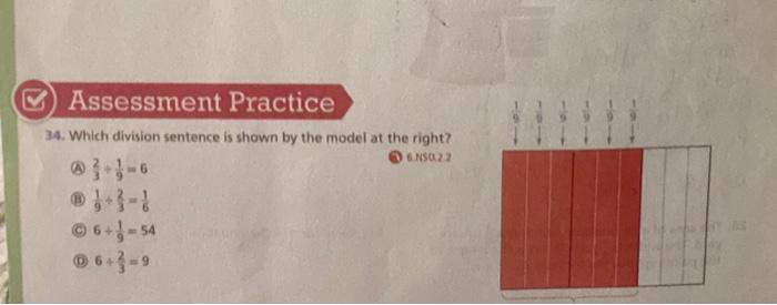 Solved 34. Which division sentence is shown by the model at | Chegg.com