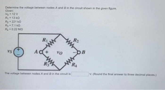 Solved Determine the voltage between nodes A and B in the | Chegg.com