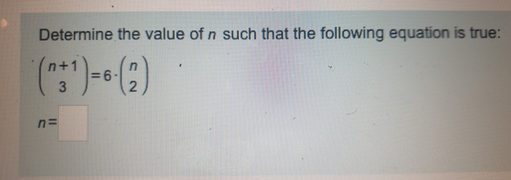Solved Determine the value of n such that the following | Chegg.com