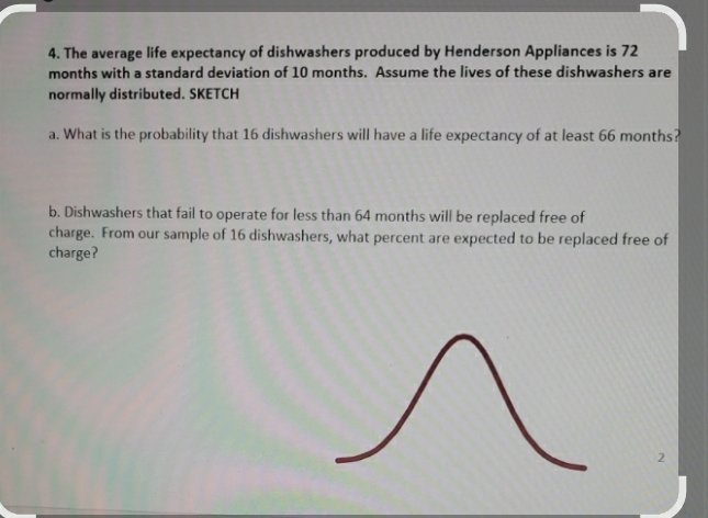 Solved The average life expectancy of dishwashers produced | Chegg.com
