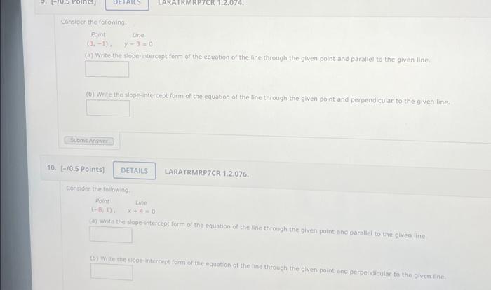 Solved Si DETAILS Consider the following. Point Line (3,-1), | Chegg.com