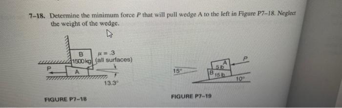 Solved 18 Determine The Minimum Force P That Will Pull