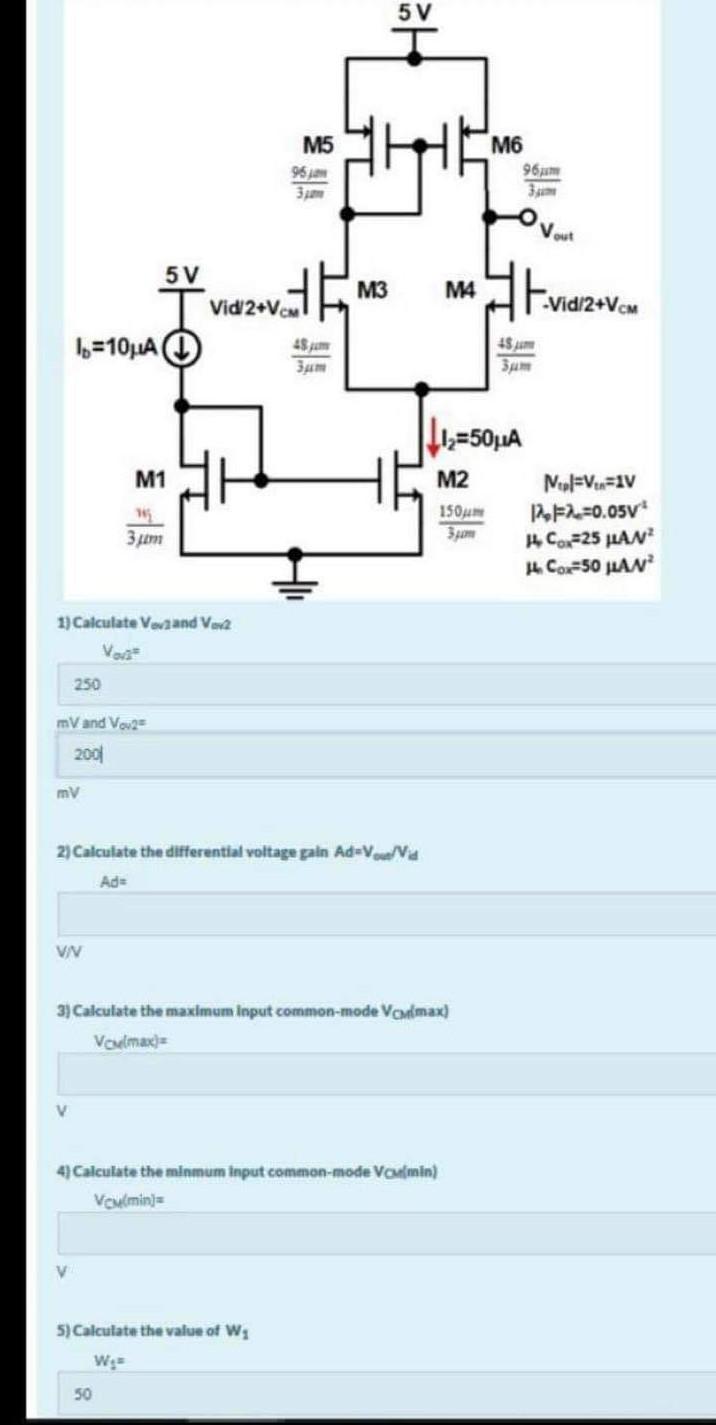 Solved 5V M6 M5 95 F Vout su vidazovat МЗ M4 F.vid2+VCM | Chegg.com