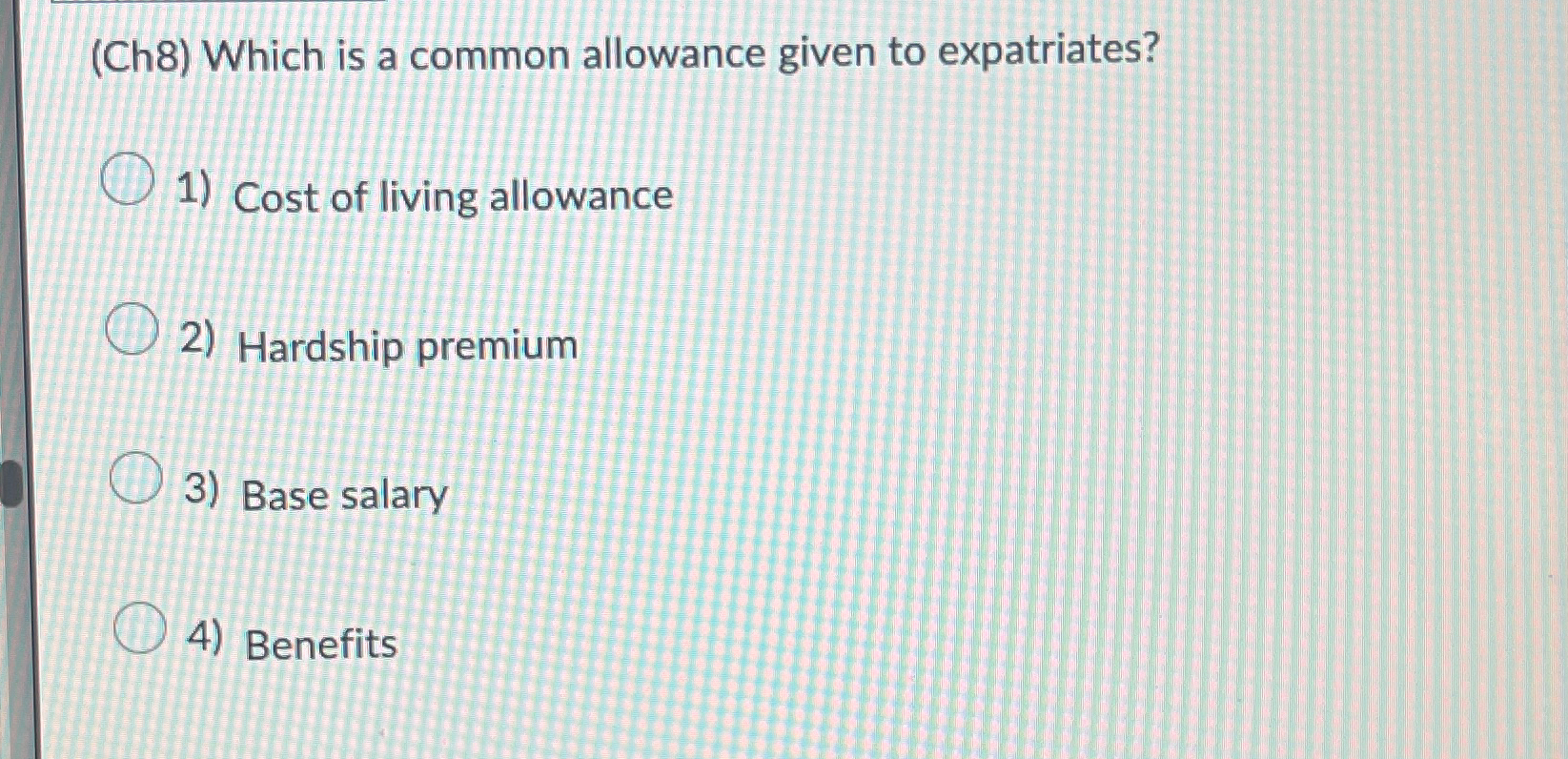 Solved (Ch8) ﻿Which is a common allowance given to | Chegg.com