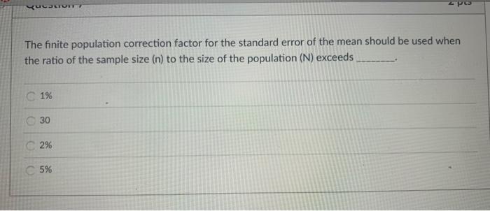 Solved Ulociun сре The Finite Population Correction Factor