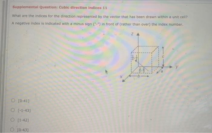 Solved Supplemental Question: Cubic direction indices 11 | Chegg.com