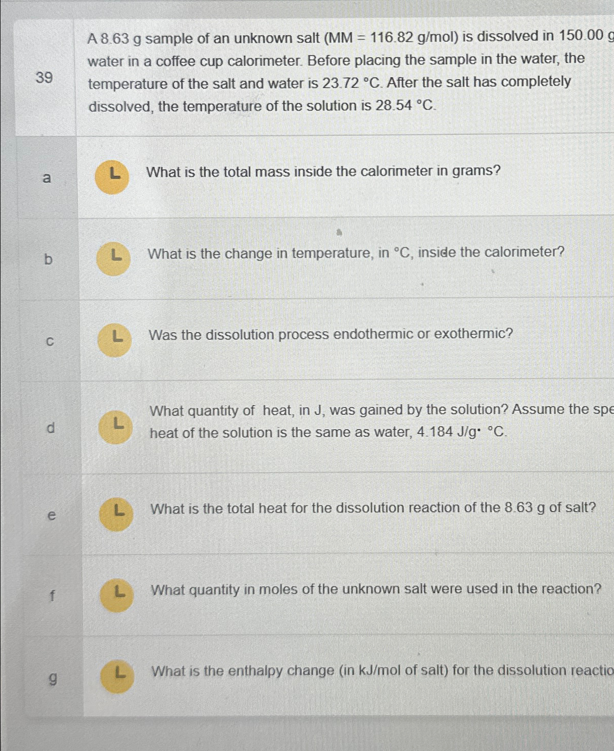 A 8.63g ﻿sample of an unknown salt ) ﻿is dissolved | Chegg.com