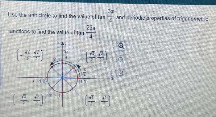 Solved Use the unit circle to find the value of tan43π and | Chegg.com