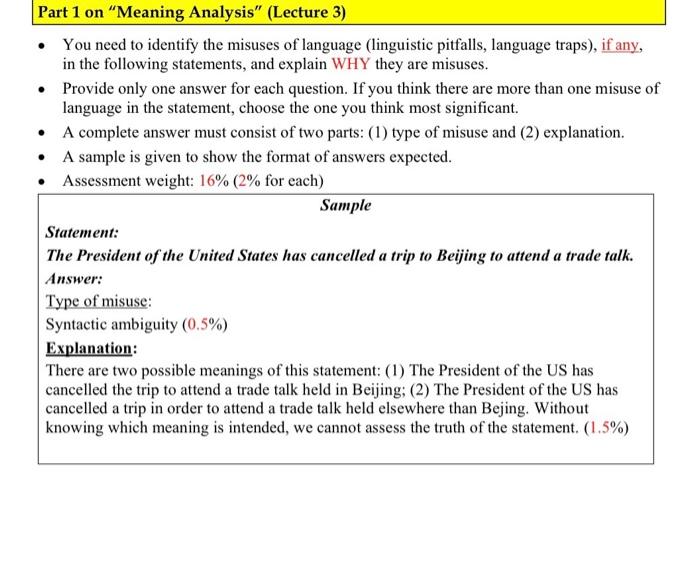 - You need to identify the misuses of language | Chegg.com